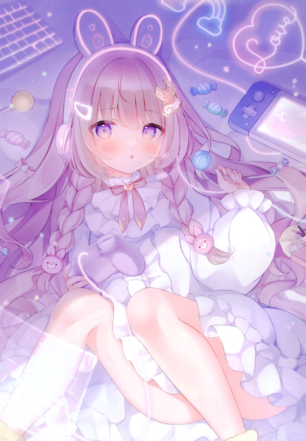 omochi monaka animal ears bunny ears dress headphones skirt lift | #877801 | yande.re